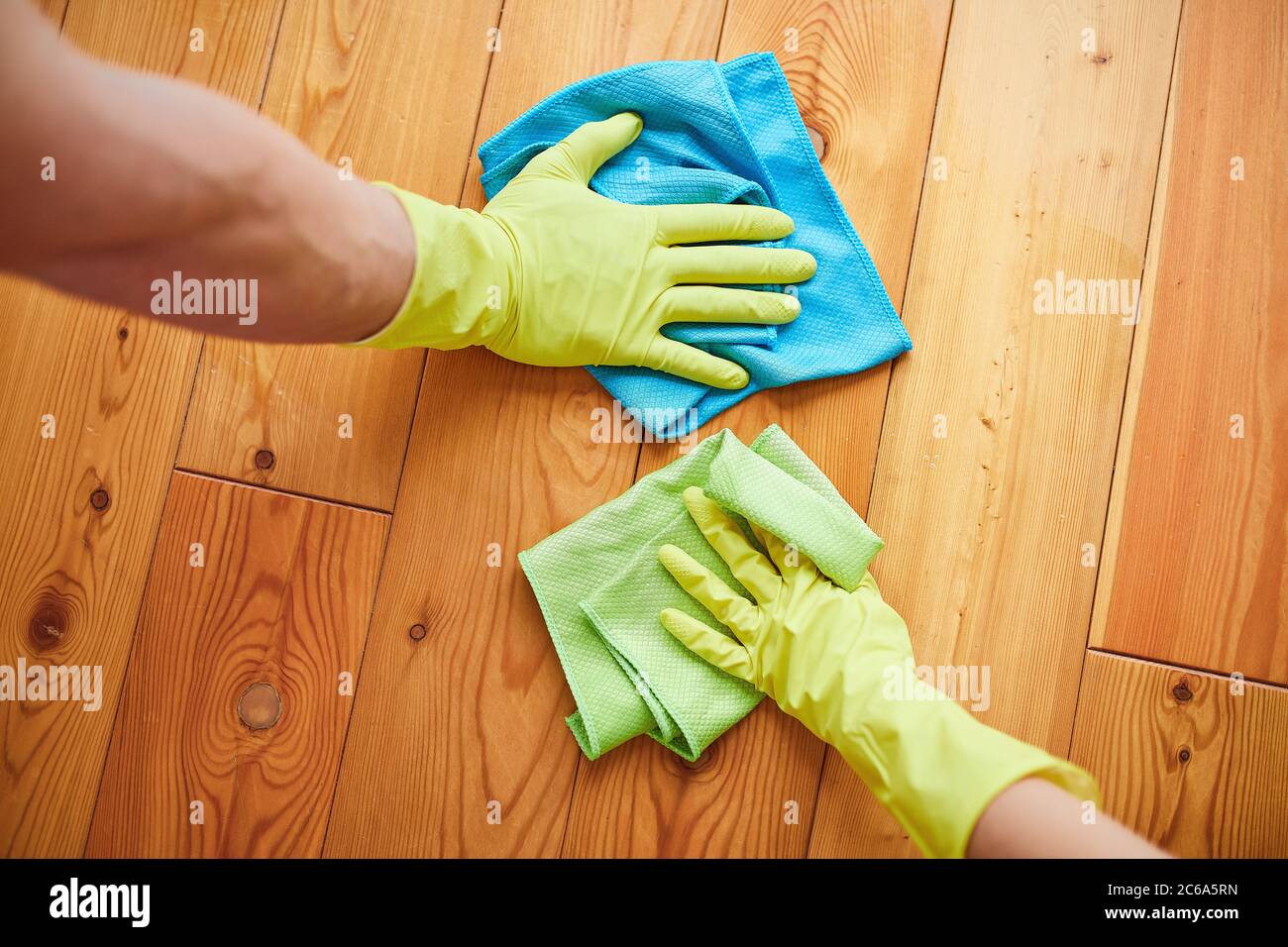 regular clean up. Cleaning people, janitors washing floor with rags ...