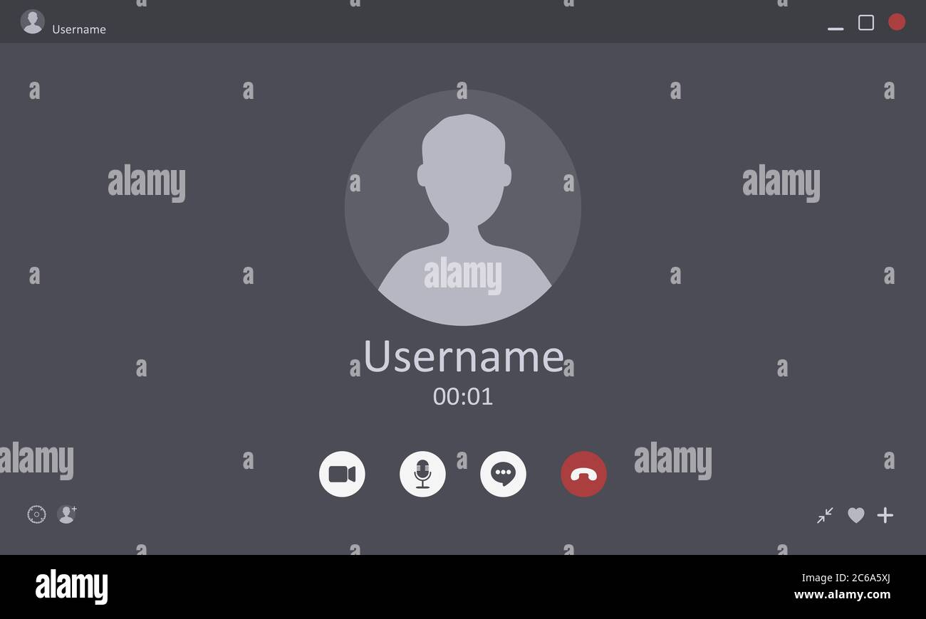 Video chat interface. User web video call window. Concept of social remote media, remote ...