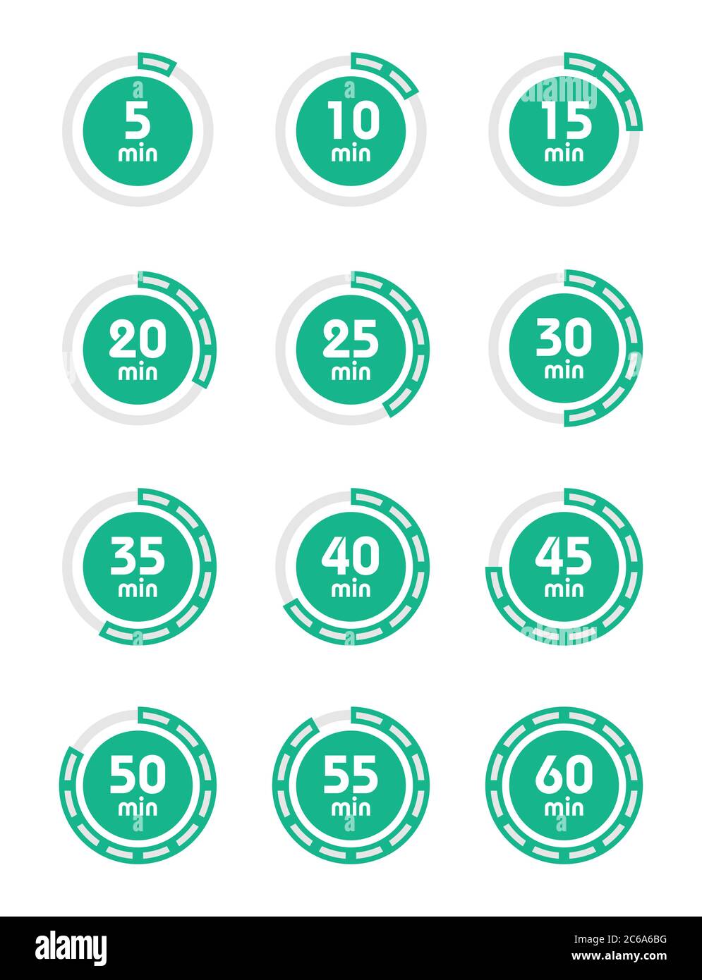 Set of timers. Sign icon. Full rotation arrow timer. Colored flat icons ...