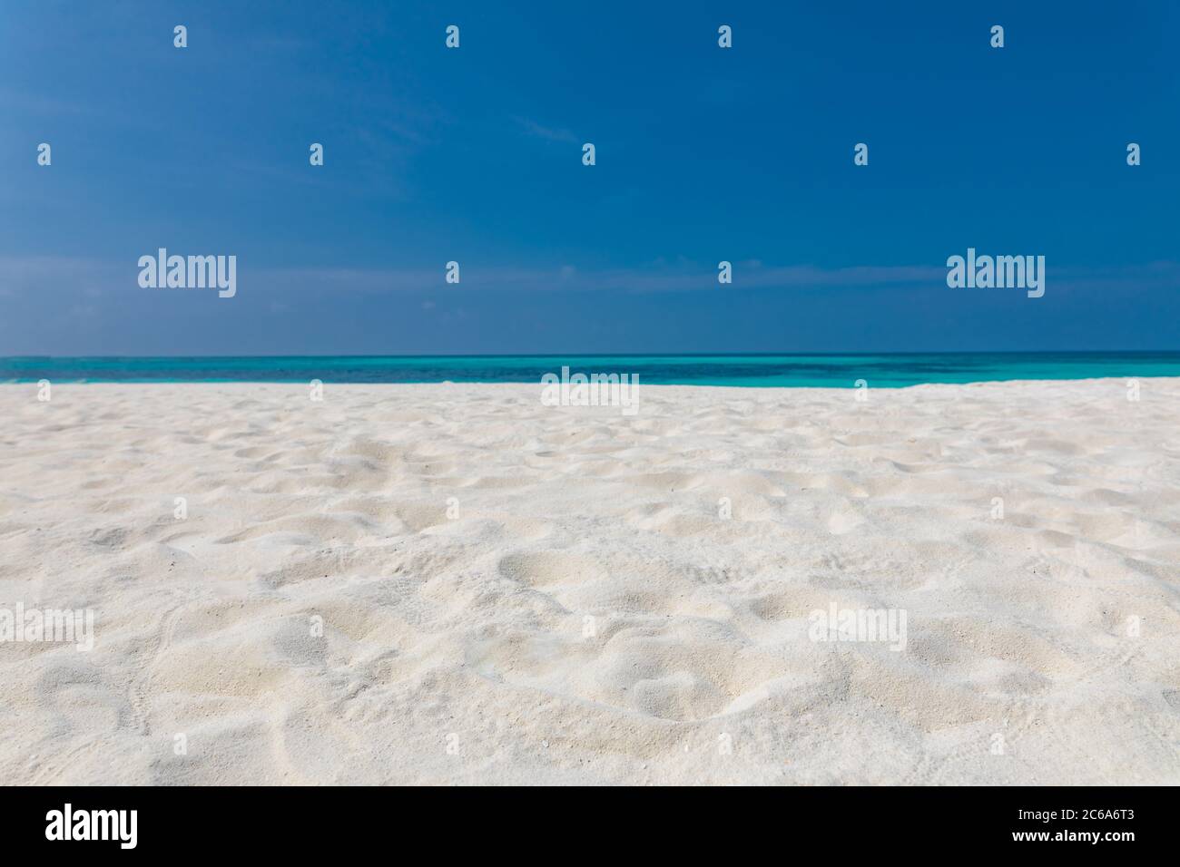 Minimal beach view, sea sand sky as relaxing summer scenery. Peaceful ...