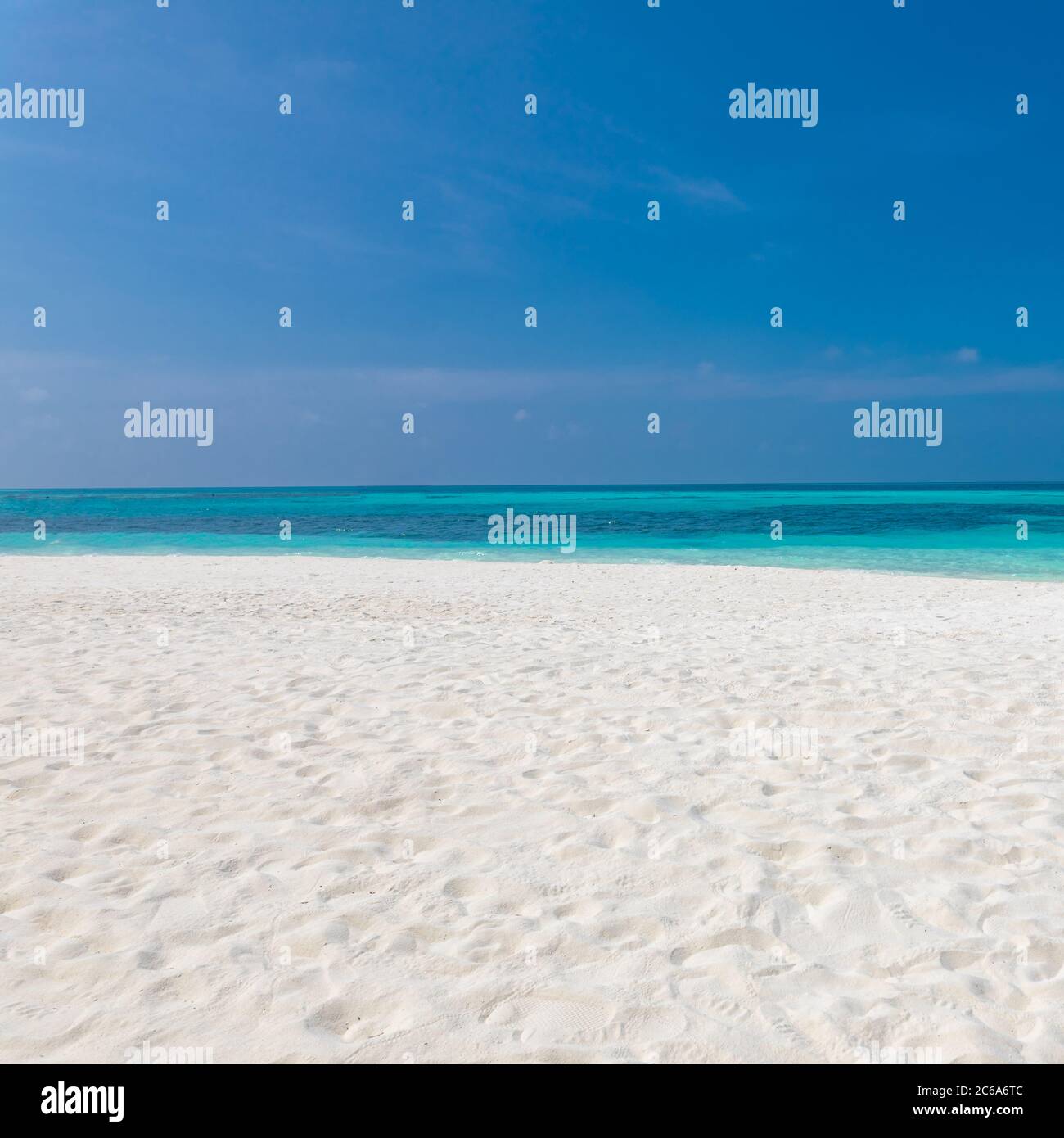 Minimal beach view, sea sand sky as relaxing summer scenery. Peaceful ...
