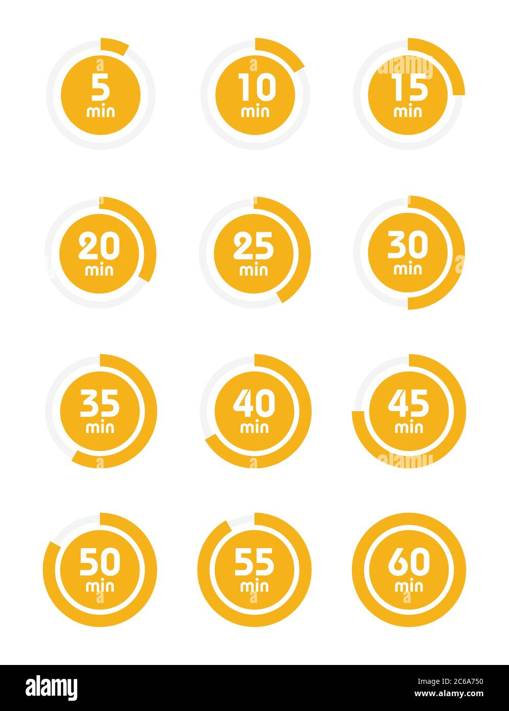 Set of timers. Sign icon. Full rotation arrow timer. Colored flat icons. Flat Design Vector ...