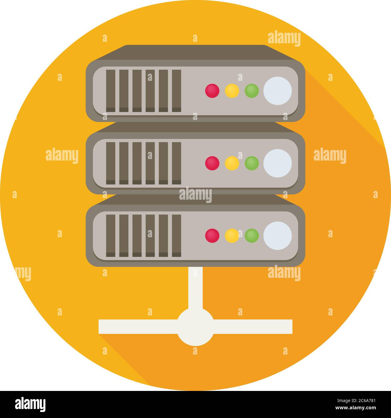 Flat style with long shadows, server vector icon illustration Stock ...
