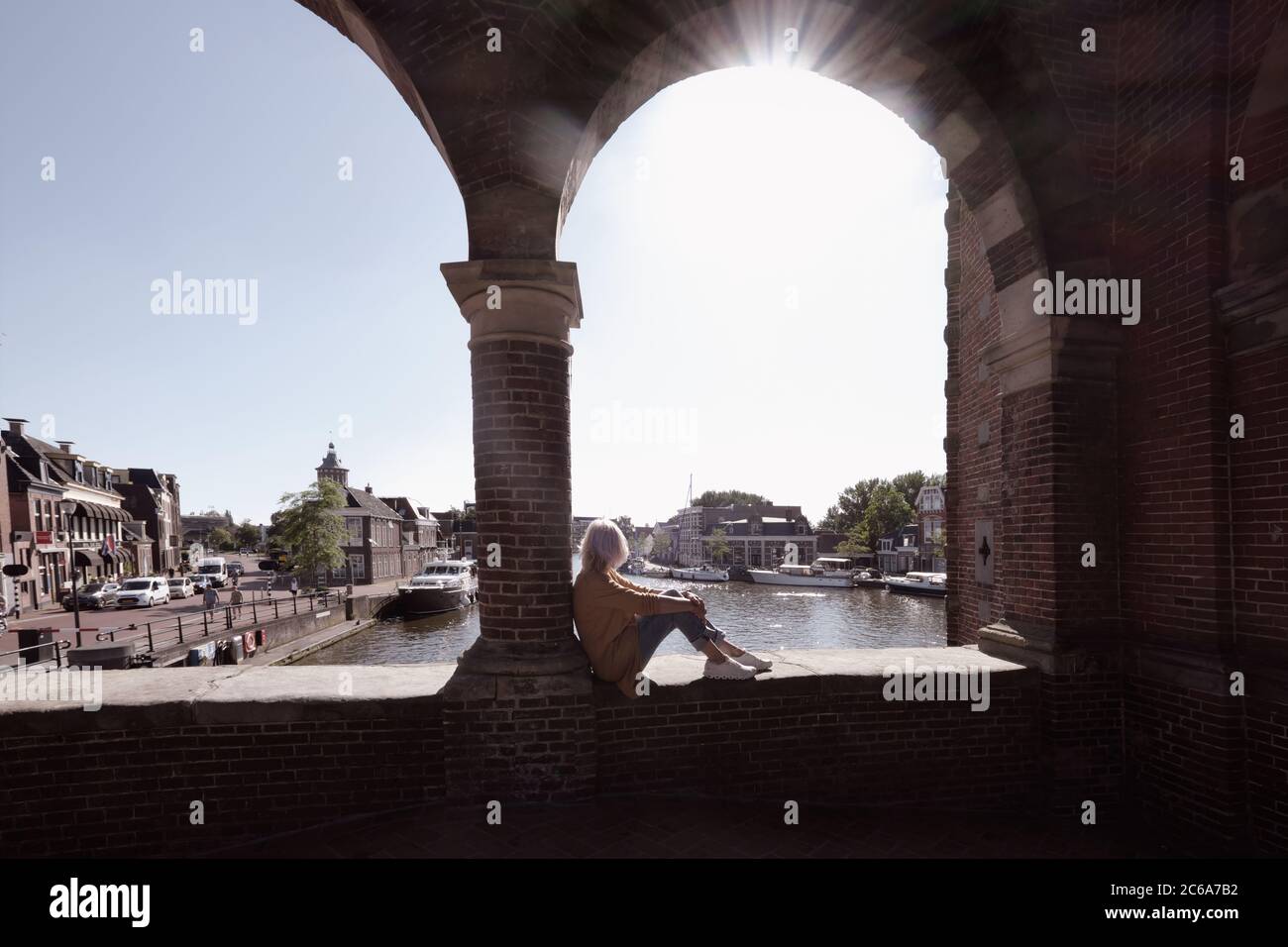 Europe Netherland Friesian, Sneek, View from the Sneek watchtower to ...