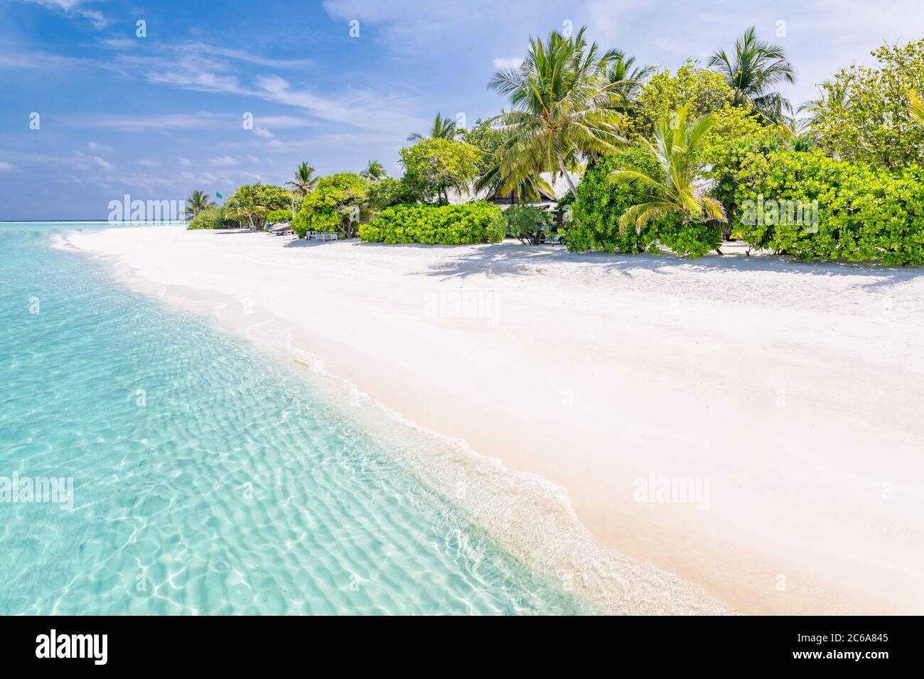 Summer vacation on a tropical island with beautiful beach and palm ...