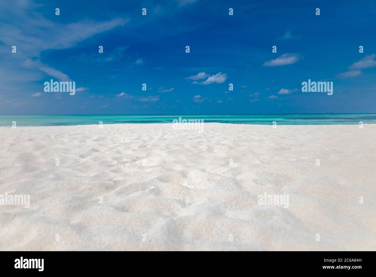 Minimal beach view, sea sand sky as relaxing summer scenery. Peaceful ...