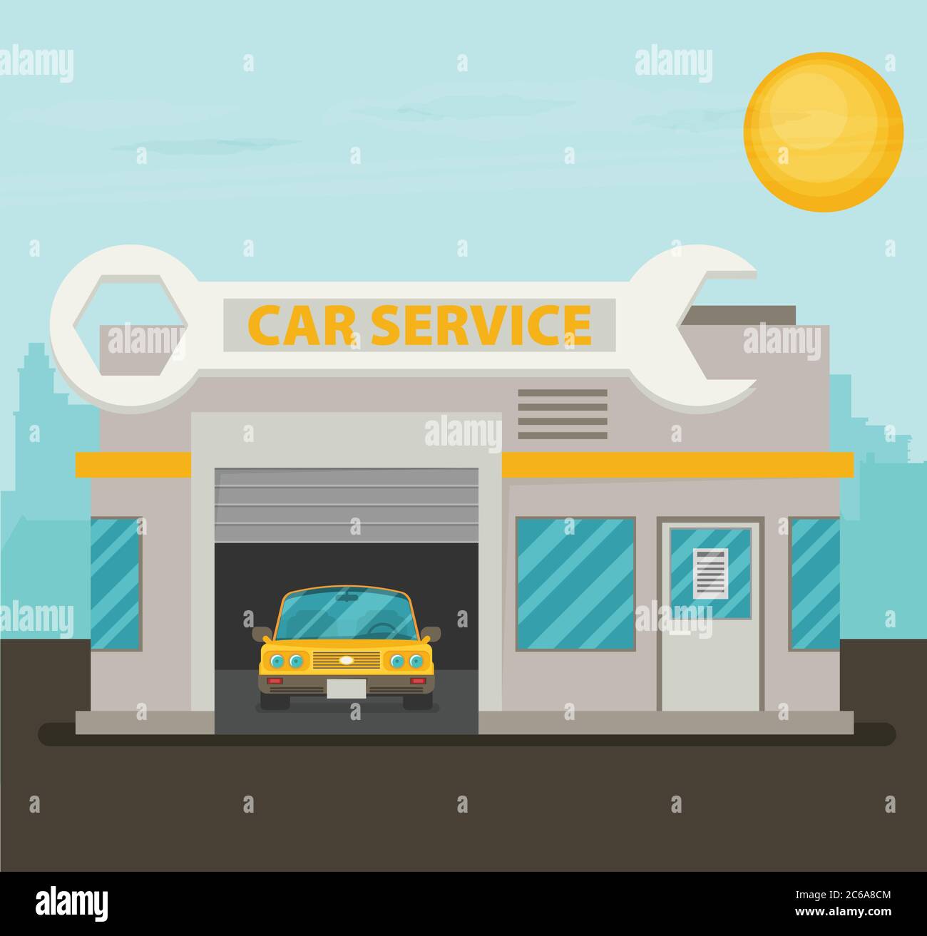 Auto service building exterior Stock Vector Images - Alamy