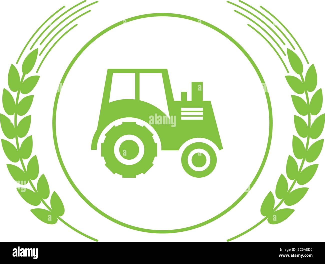 tractor farm with leafs organic product vector illustration design ...