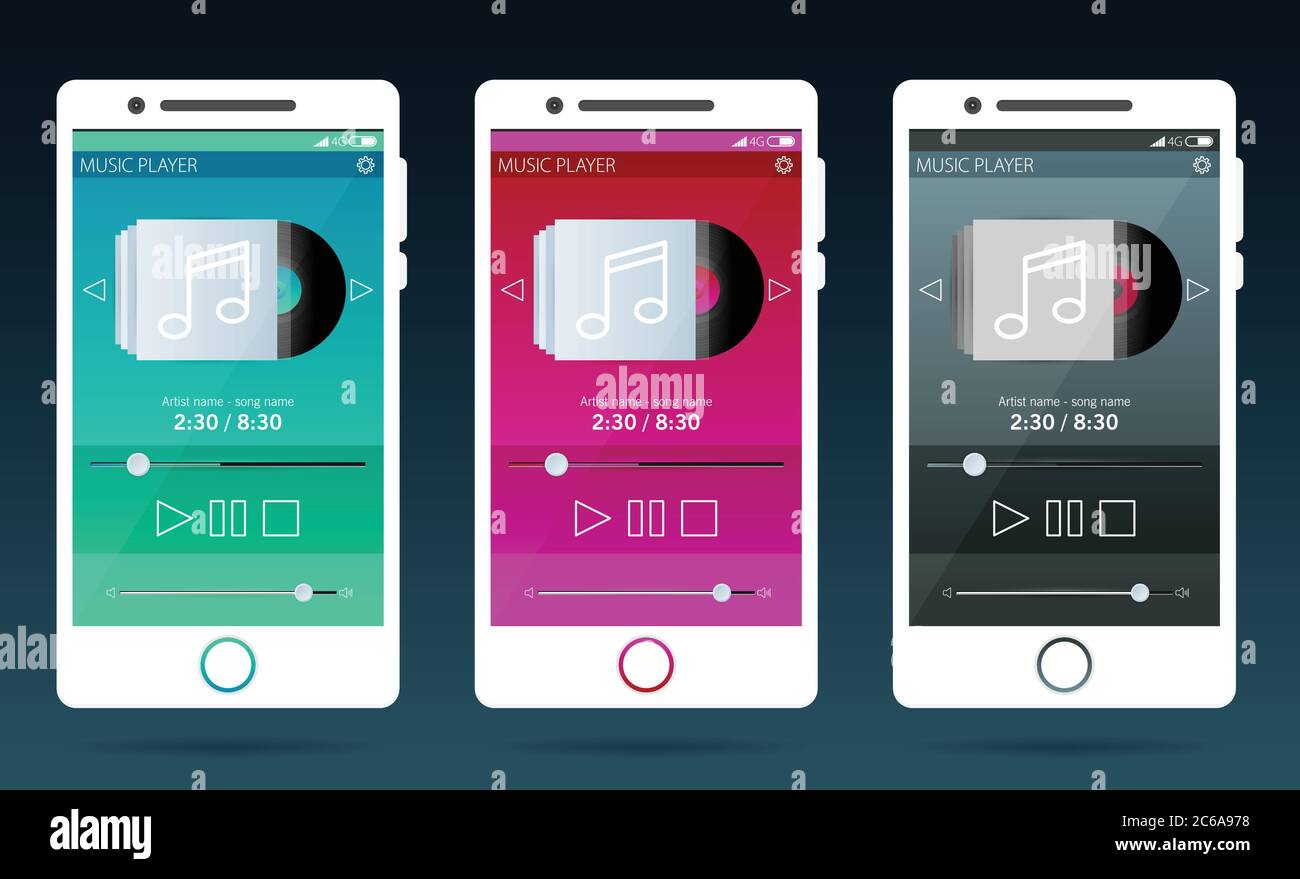 Mobile Application Interface. Music Player Stock Vector Image & Art - Alamy
