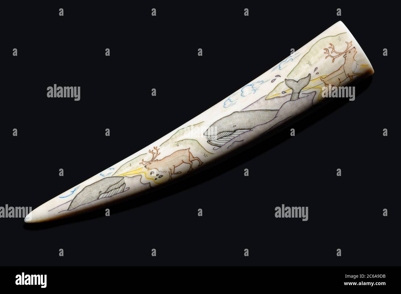 RUSSIA, MAGADAN - CIRCA 2005: Walrus tusks. Bone carving. Sample art of ...