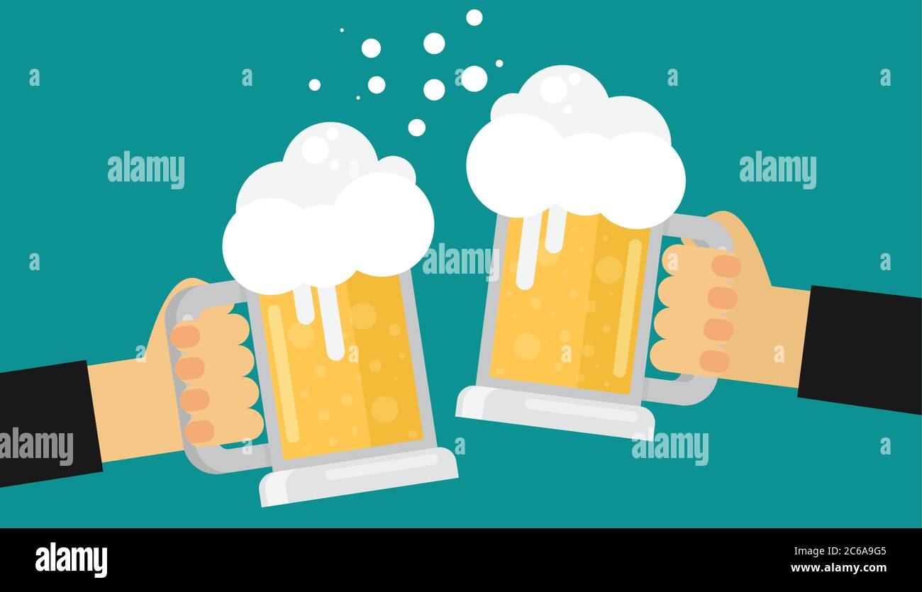 Two men toasting glasses of beer. Flat vector Stock Vector Image & Art ...