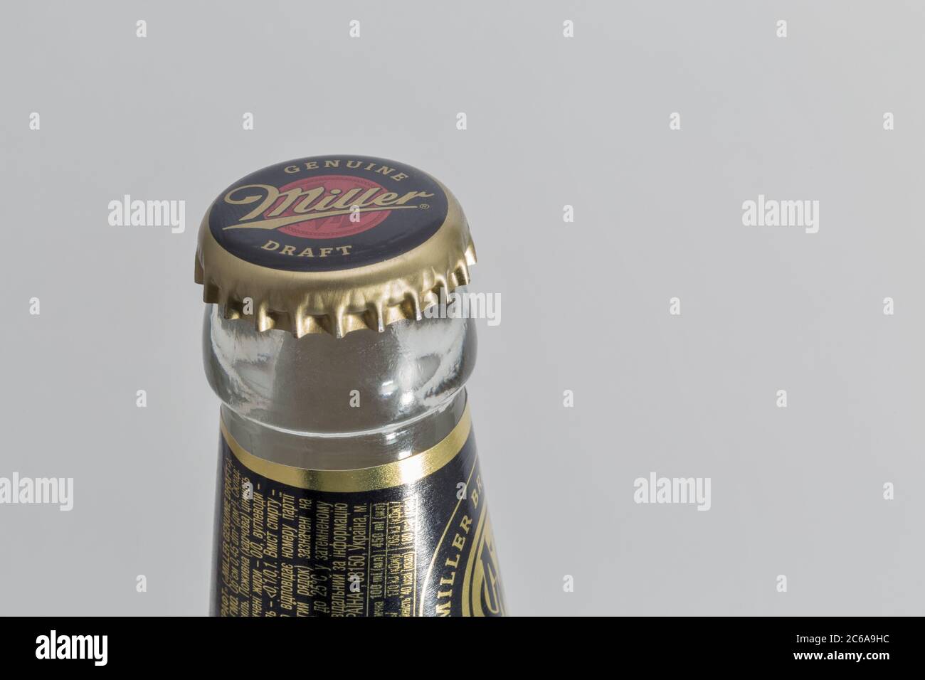 KYIV, UKRAINE - JUNE 17, 2020: Miller Genuine Draft lager beer bottle ...