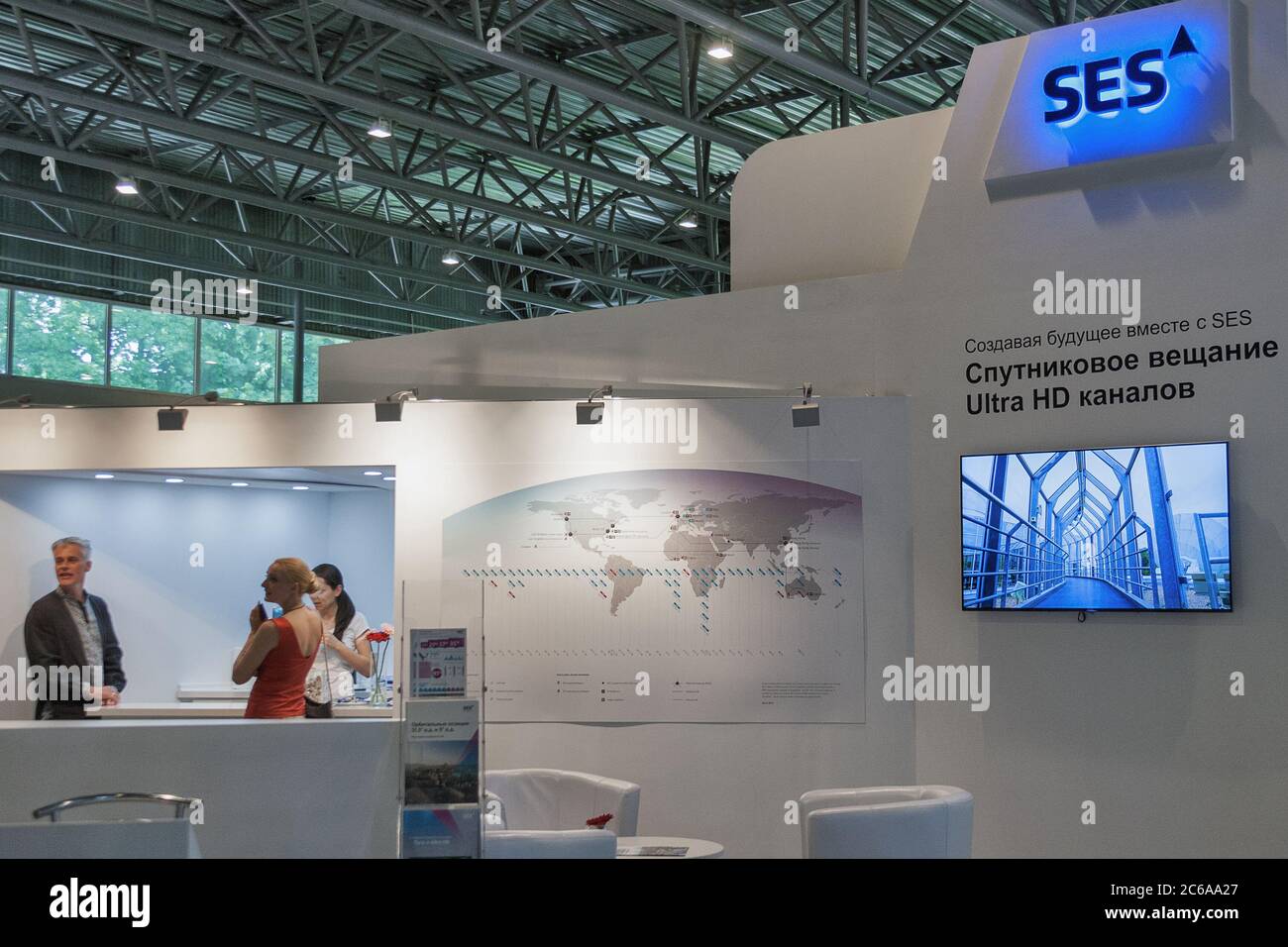 KYIV, UKRAINE - MAY 21, 2015: SES, satellite and terrestrial ...