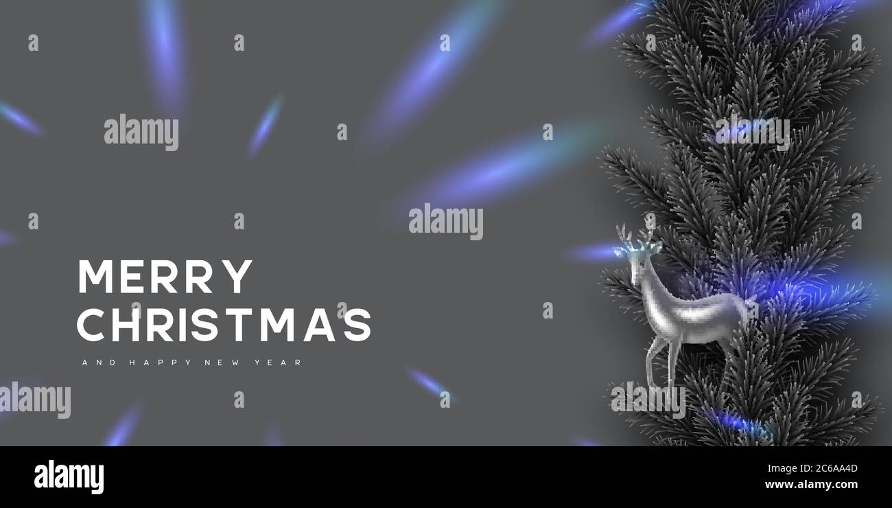 Christmas deer blue fir tree Stock Vector Images - Alamy