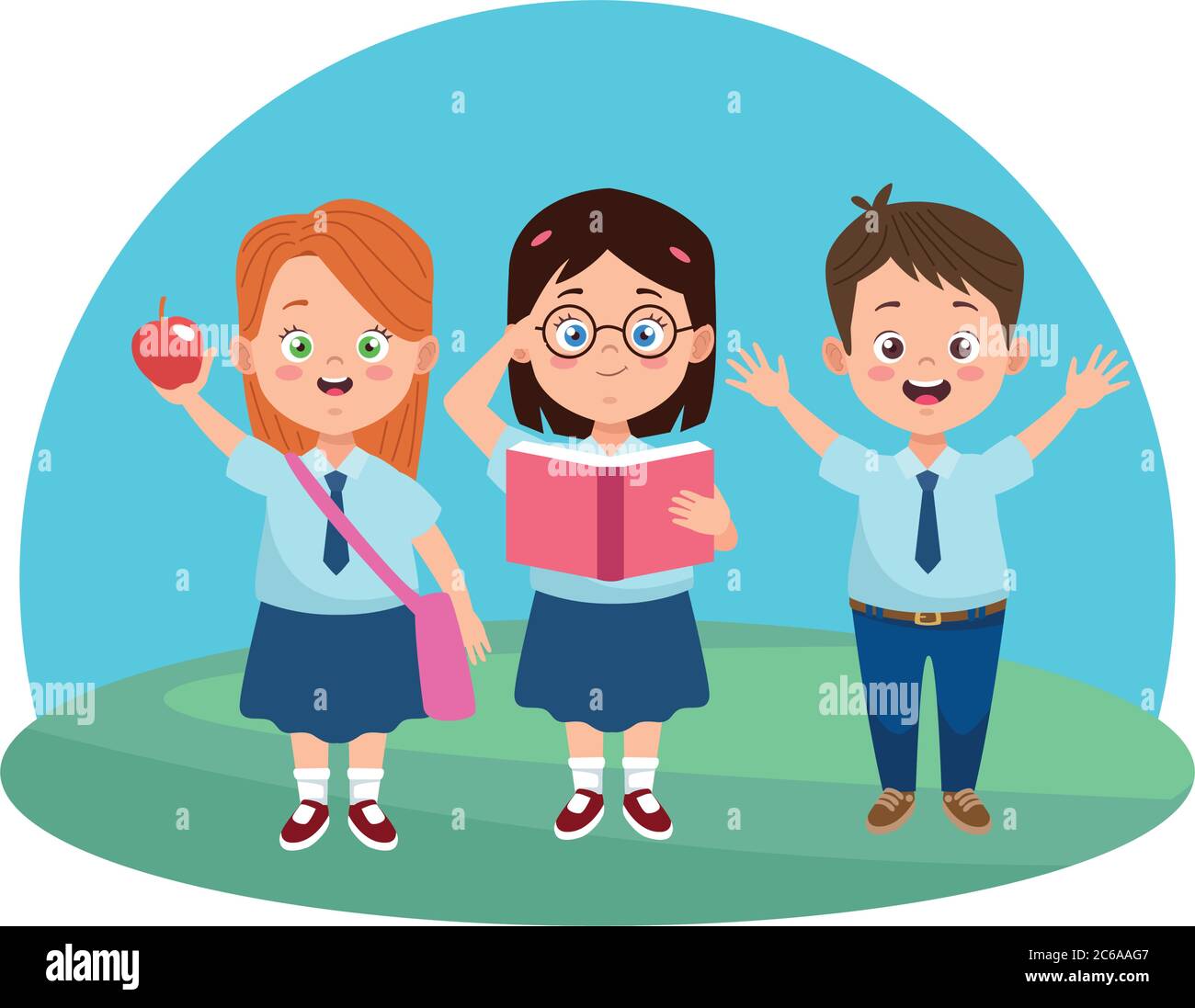 little students with uniforms characters vector illustration design ...