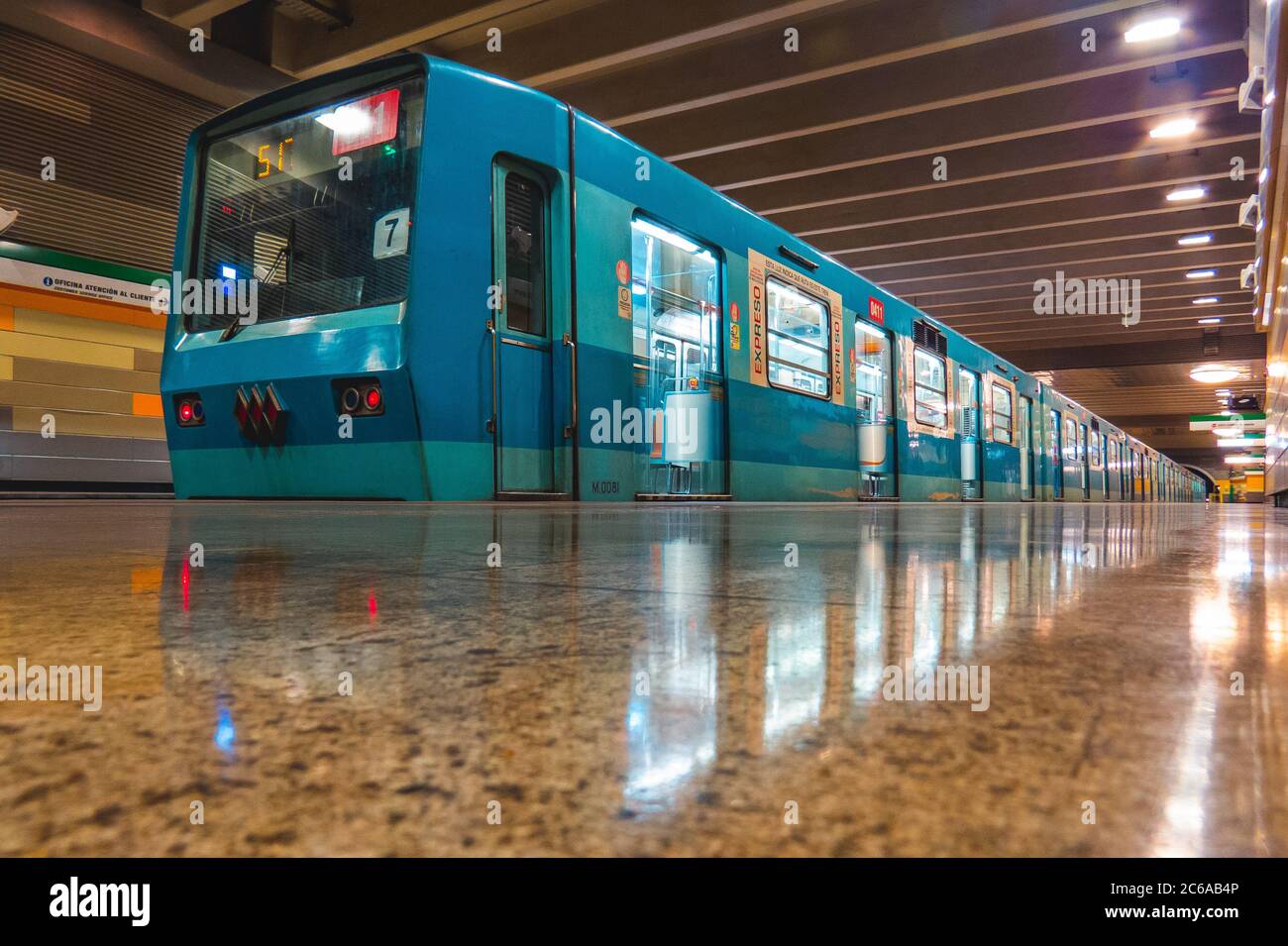 Santiago, Chile - January 2015: A Metro de Santiago train at Line 5 ...