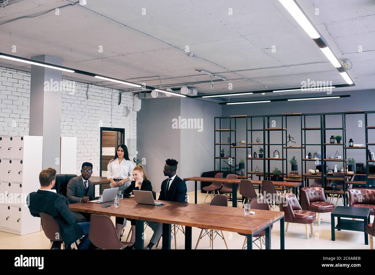 Discussion business ideas of young african and caucasian men and women ...