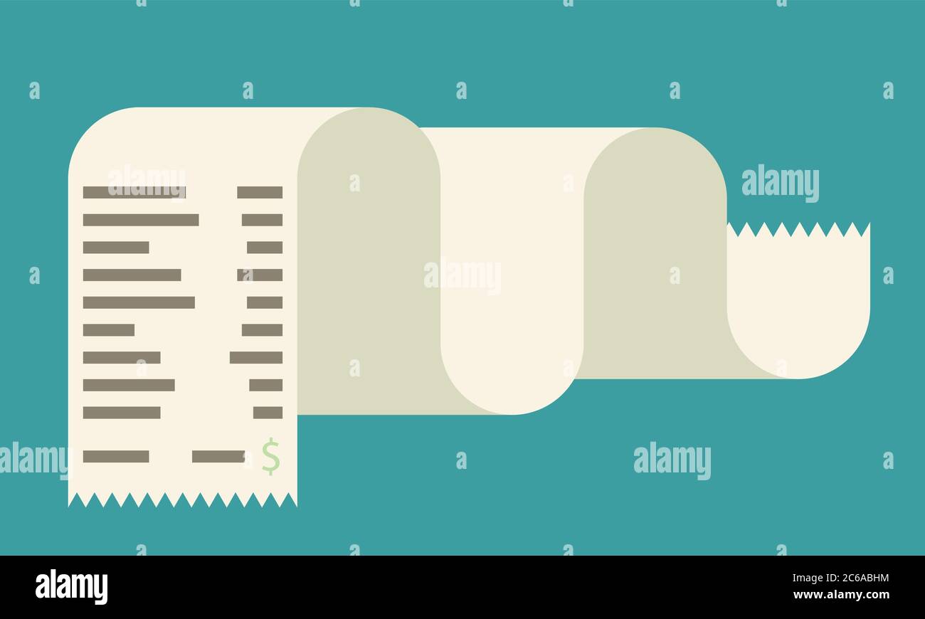 Receipt vector icon in a flat style isolated on a colored background ...