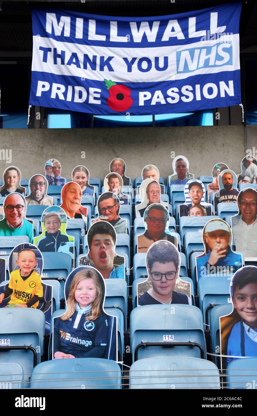 Cardboard cut outs of Millwall fans in the stands during the Sky Bet ...