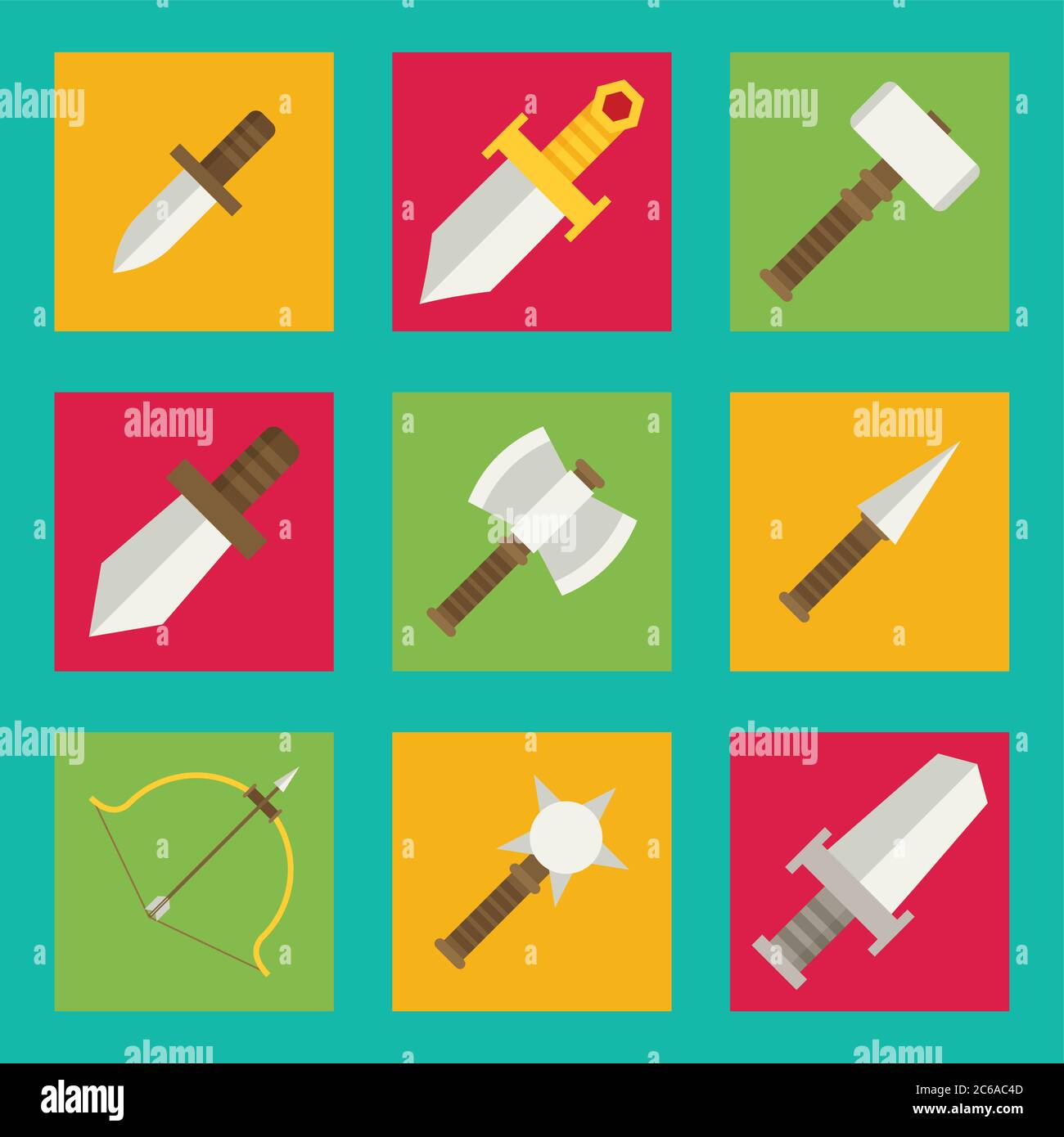 Vector flat game icons set. Medieval weapons Stock Vector Image & Art - Alamy
