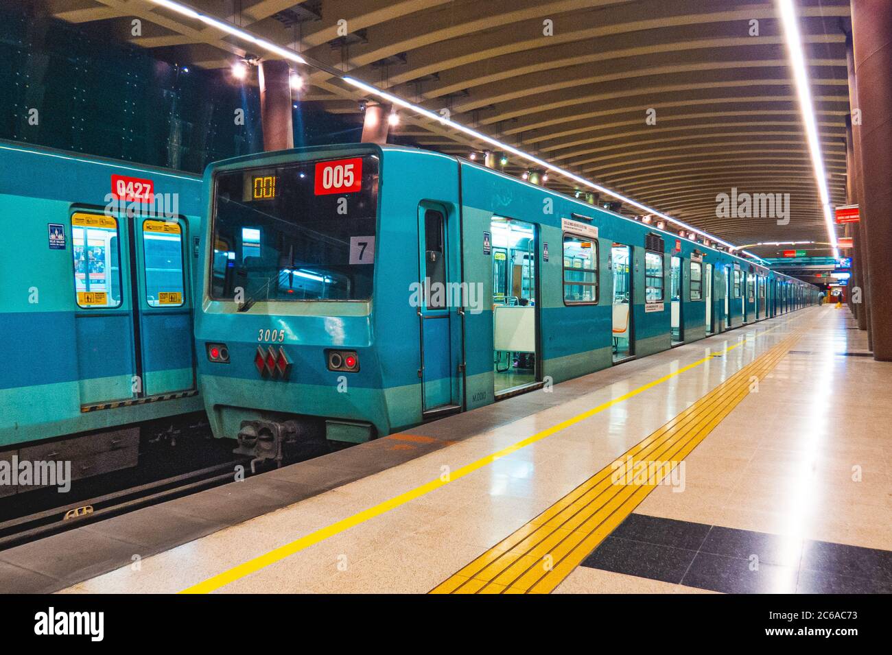 Santiago, Chile - March 2015: A Metro de Santiago train at Line 5 Stock ...