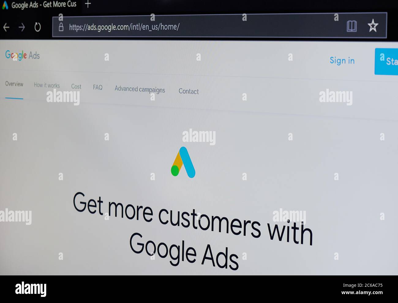 New-York , USA - July 8 , 2020: Creating ad in google service on screen ...