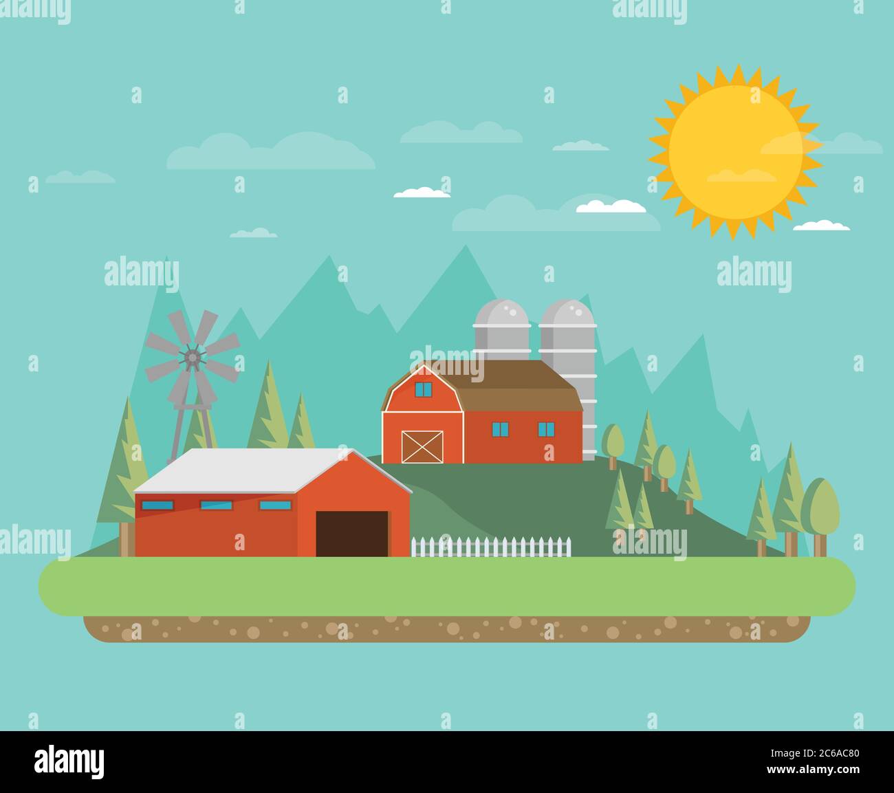 Farm flat Landscape. Natural background, organic farm products Stock ...