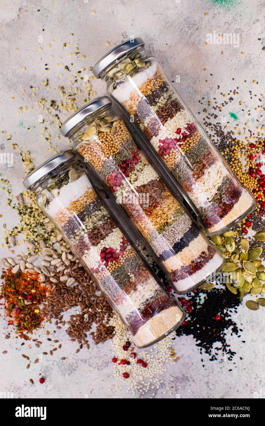 The fragrant spices of various kinds for salad dressing Stock Photo - Alamy