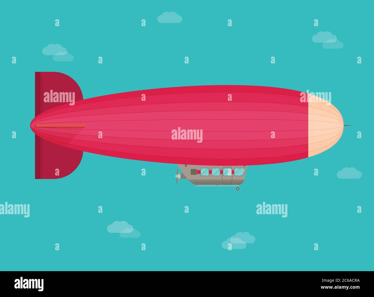 Zeppelin airship dirigible balloon flight, flat design Stock Vector ...