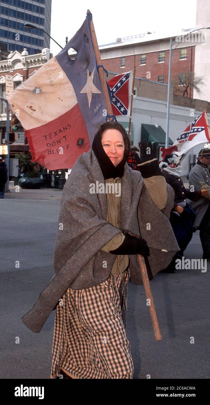 Austin, Texas USA, March 2, 2002: Patriotic Texans brave a chilly Texas ...