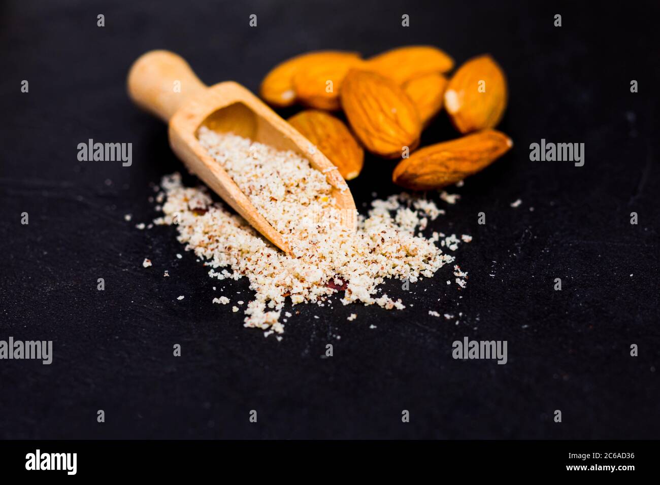 Tasty and nutritious almonds in whole and ground form Stock Photo - Alamy