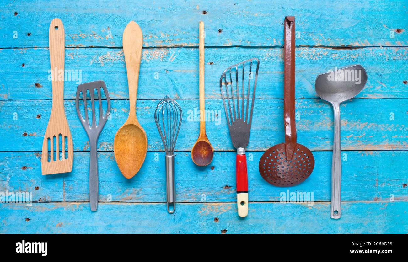 group of retro kitchen utensils Stock Photo - Alamy