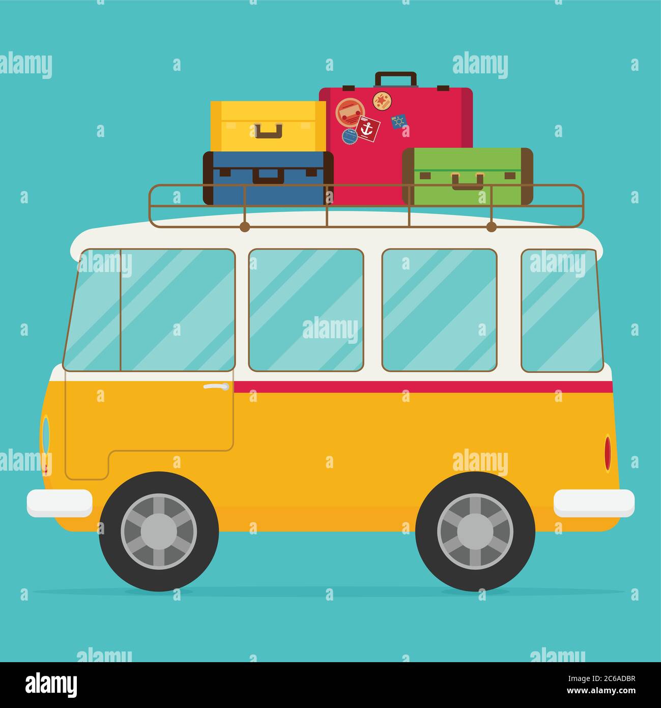 Vector illustration of a retro travel van Stock Vector Image & Art - Alamy