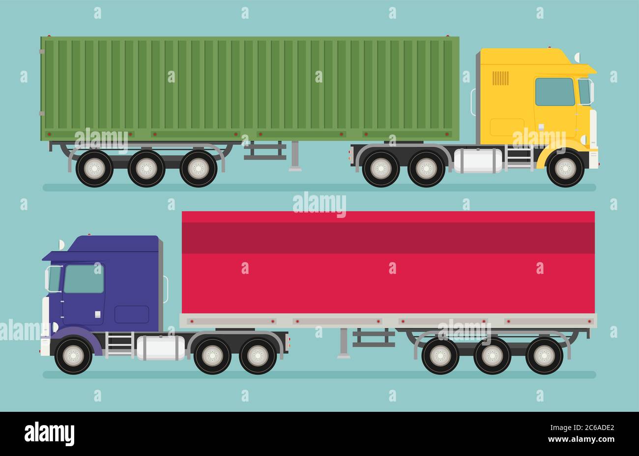Big semi truck set. Vector flat trendy illustration Stock Vector Image ...
