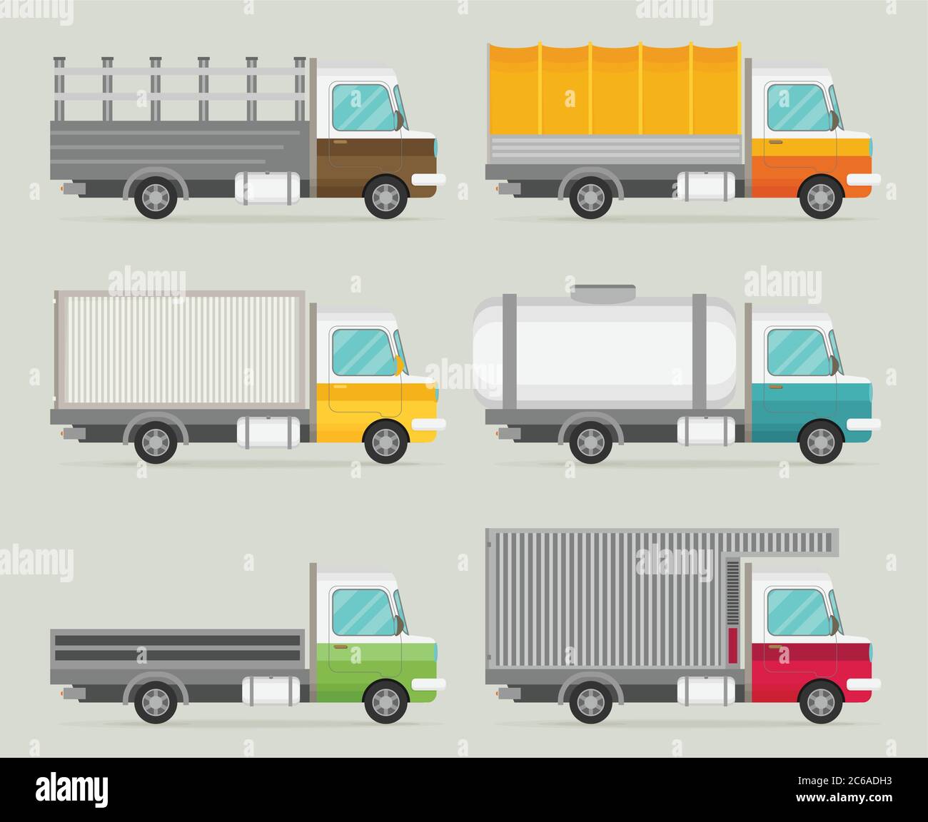 Delivery vector transport truck van set. Flat vector Stock Vector Image ...