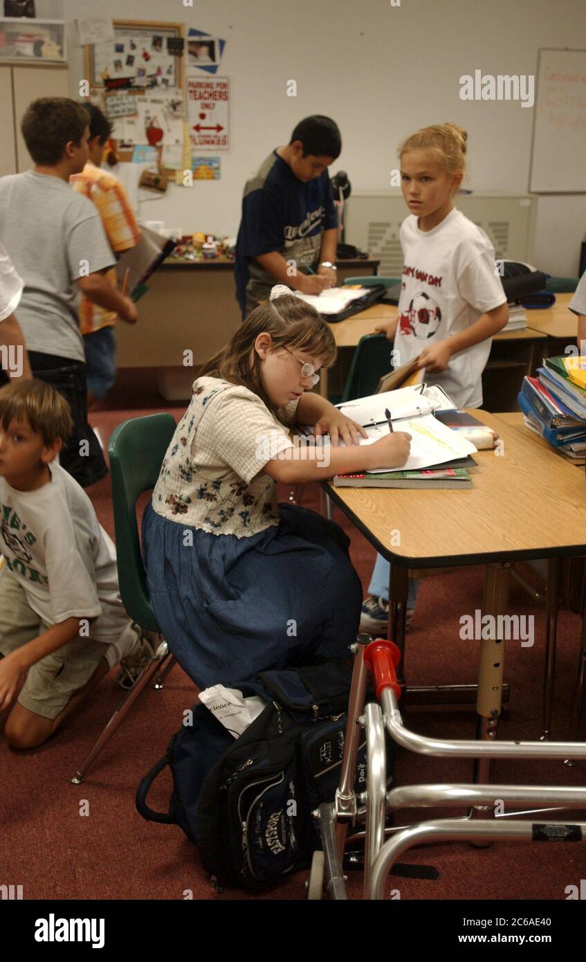 Gun Barrel City, Texas September 9, 2003: A physically handicapped girl ...