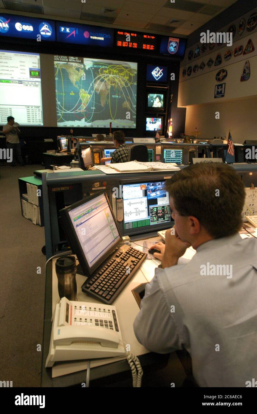 Houston Texas USA, September 18, 2003: Space flight engineers at work ...