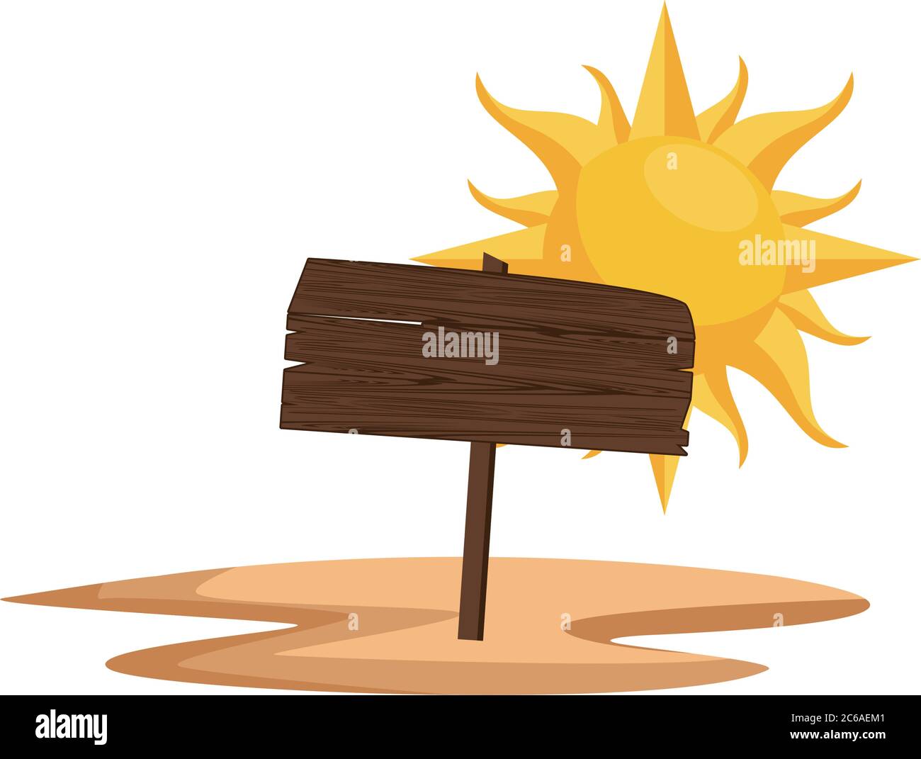 label wooden signal and summer sun vector illustration design Stock ...