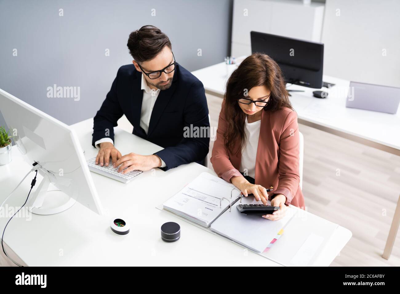 Business Accountant People Doing Tax Audit And Accounting Using ...