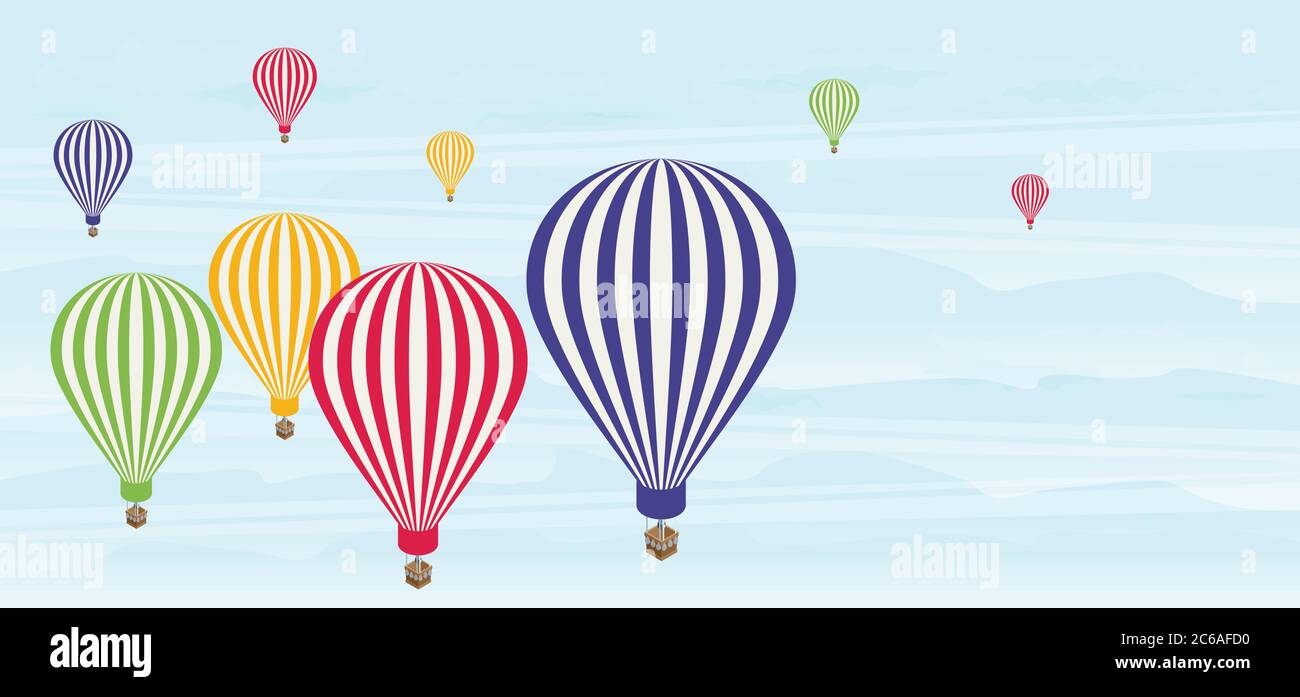Isometric air balloons in the sky. Flat vector Stock Vector Image & Art ...