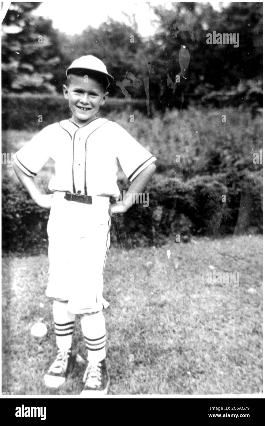 HS482 George W. Bush, age 8, in Little League Baseball uniform, Spring ...