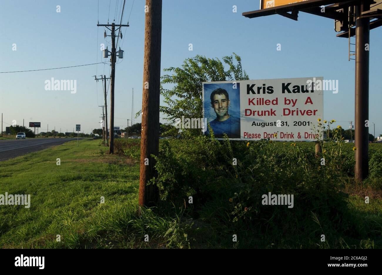 Kingsville, Texas USA, July 2004: Roadside memorial to a teen killed by ...