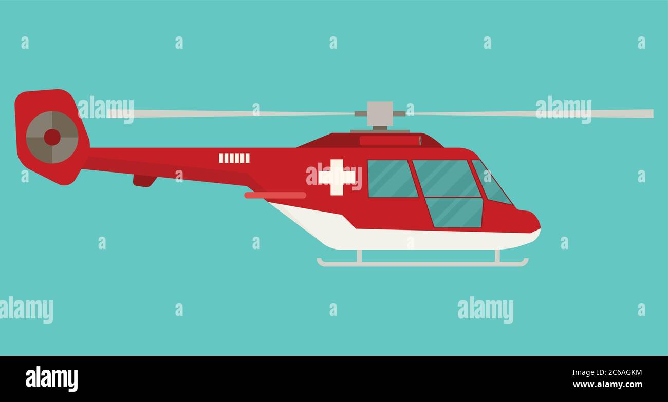 Ambulance helicopter in flat style. Vector illustration Stock Vector ...