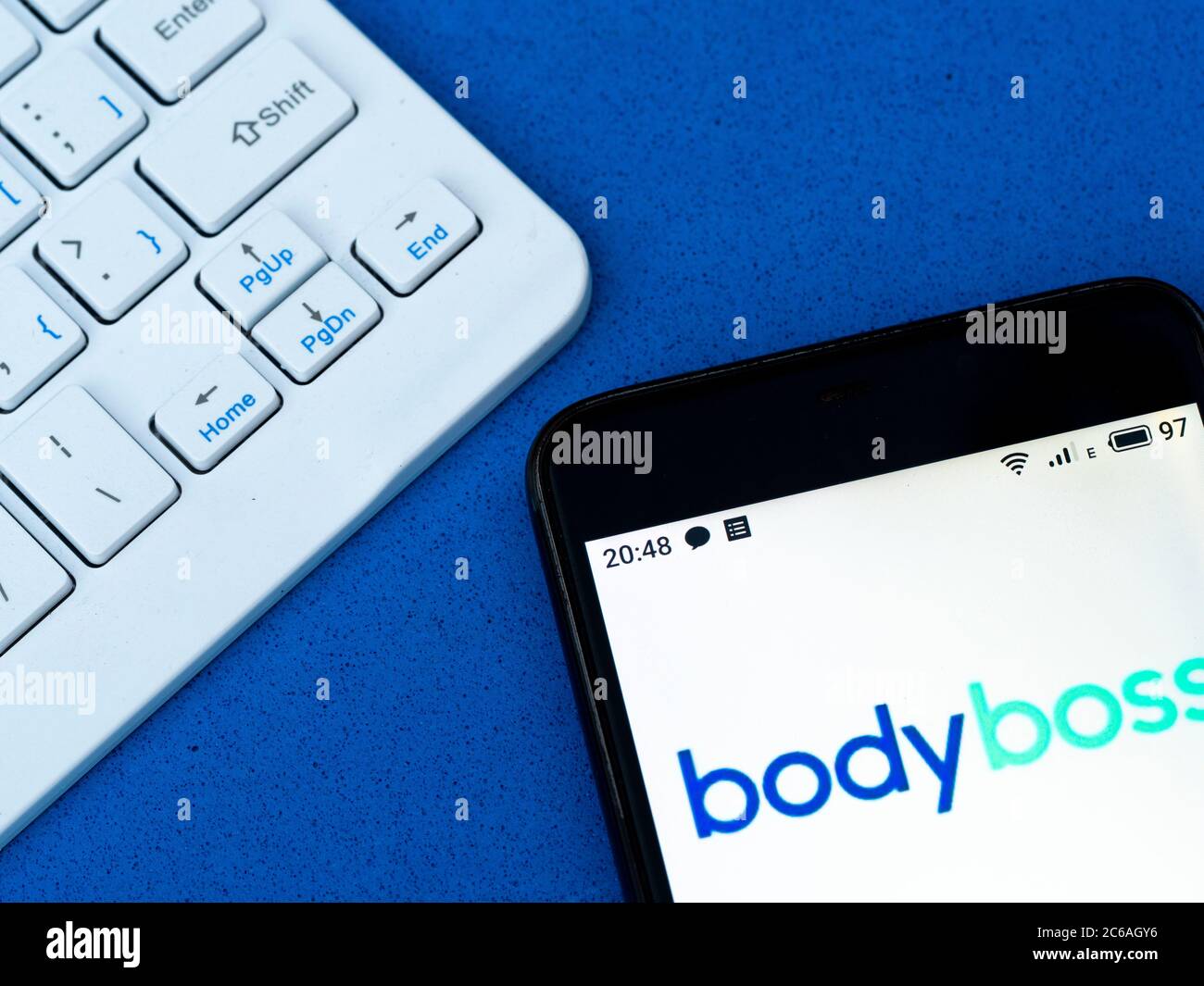 In this photo illustration e-commerce Body Boss logo is seen displayed ...