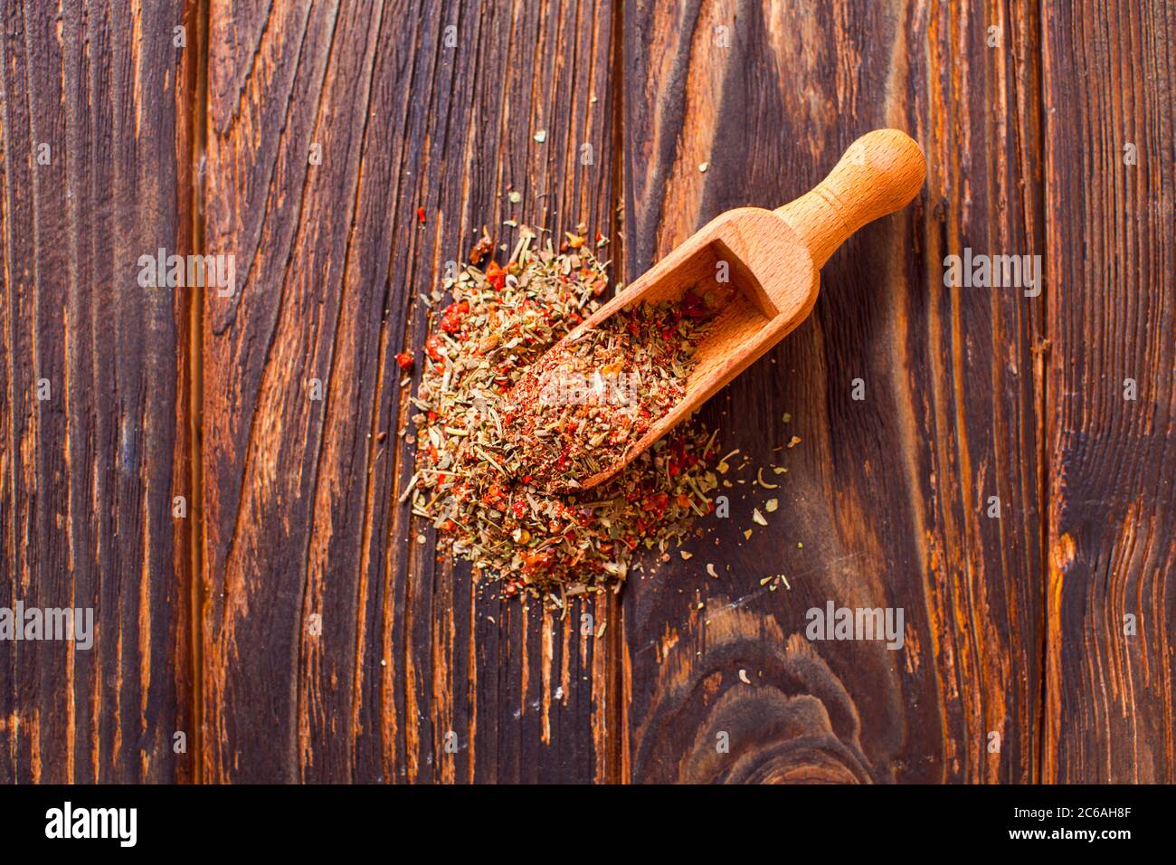 The bunch of crushed dried spices made at home Stock Photo - Alamy