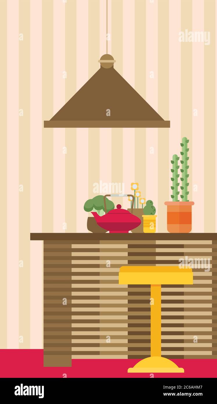 Modern Flat Design Kitchen Interior Vector Illustration Stock Vector ...