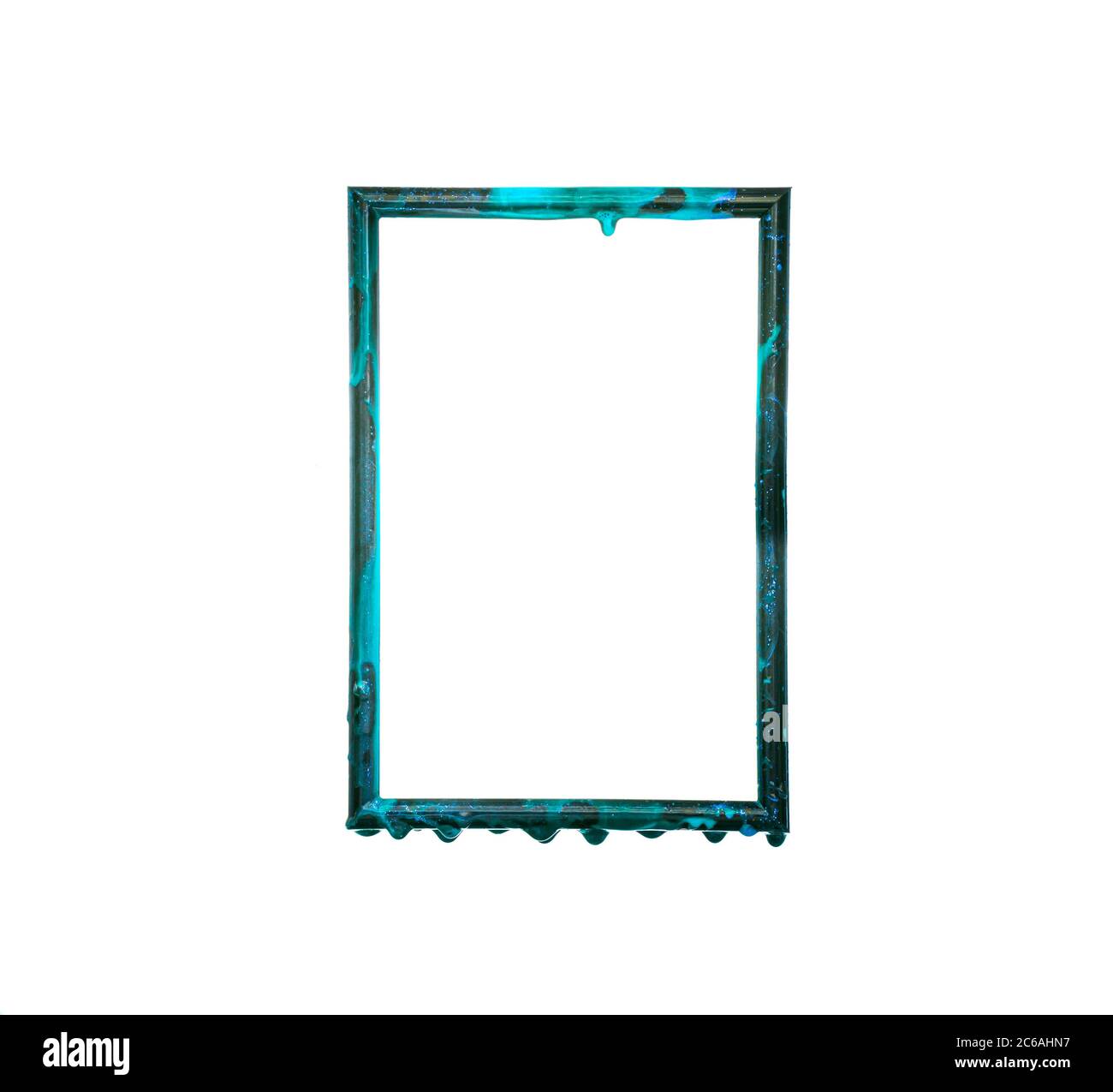 Melted shiny blue frame isolated on white Stock Photo - Alamy