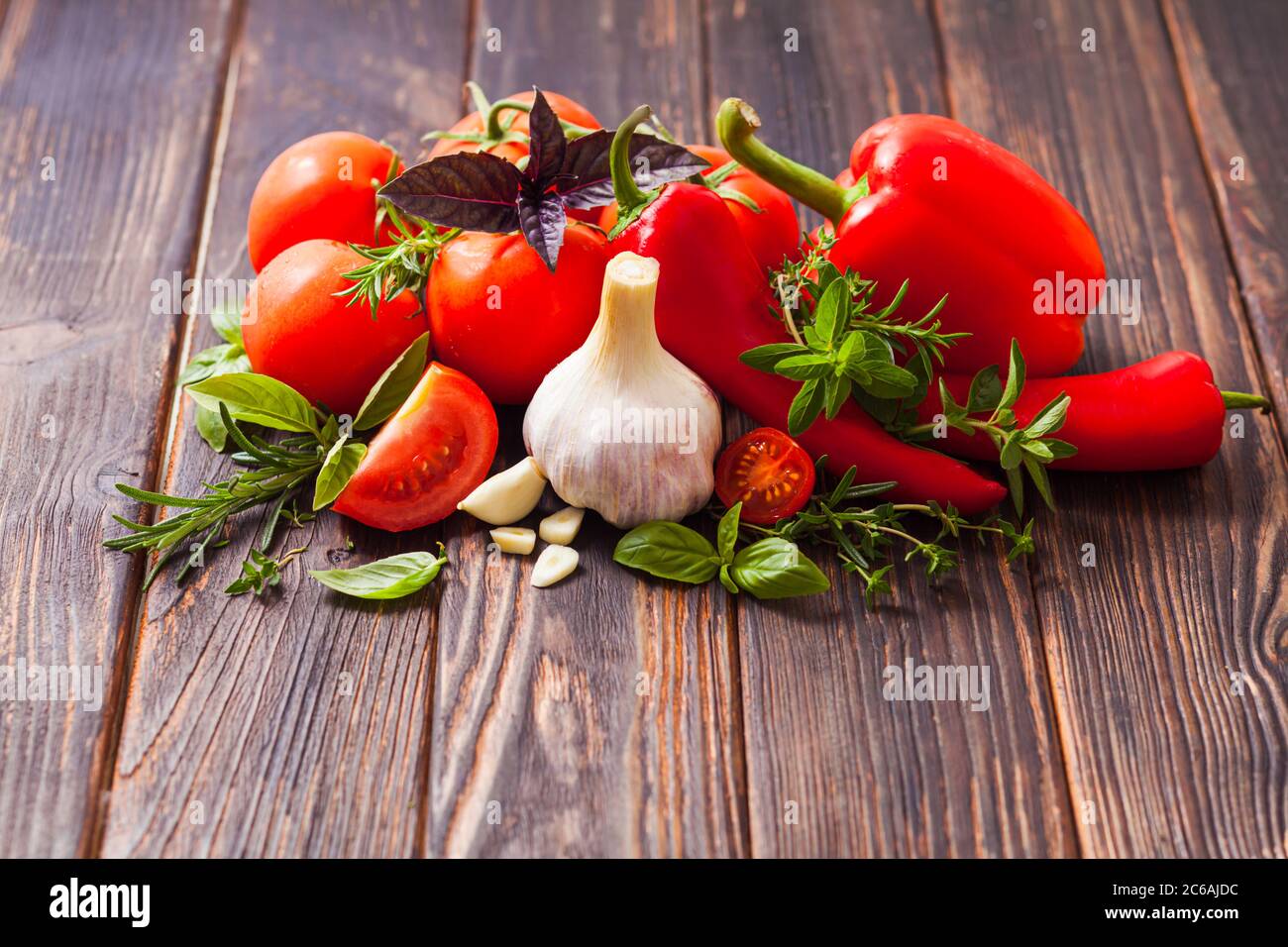 Set of fresh vegetables and herbs for making adjika Stock Photo - Alamy