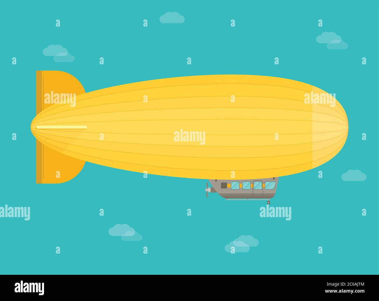 Zeppelin airship dirigible balloon flight, flat design Stock Vector ...