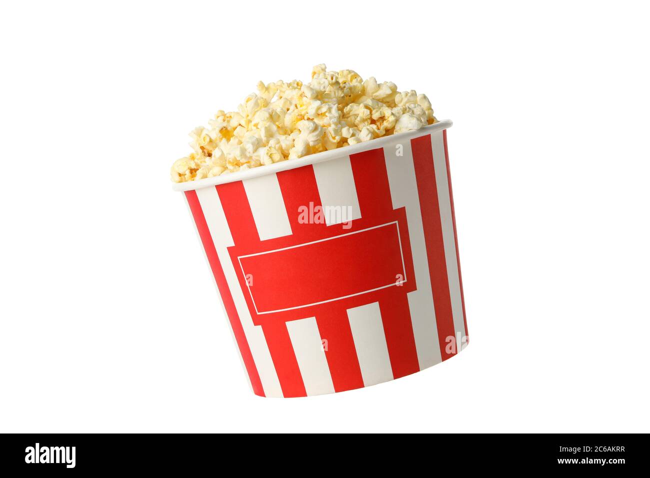 Cardboard bucket with popcorn isolated on white background Stock Photo ...